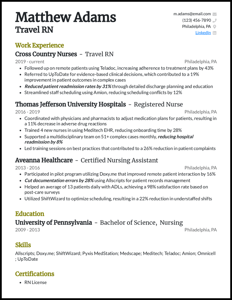 11 Registered Nurse (RN) Resume Examples for 2025