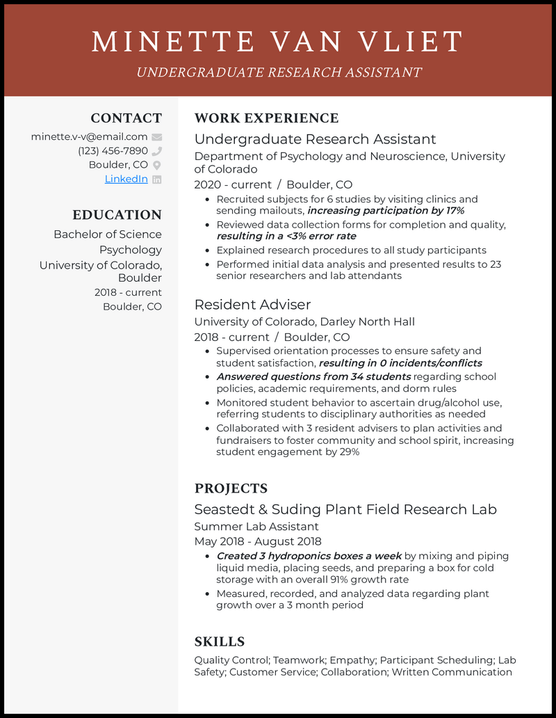 3 Undergraduate Research Resume Examples Built for 2024