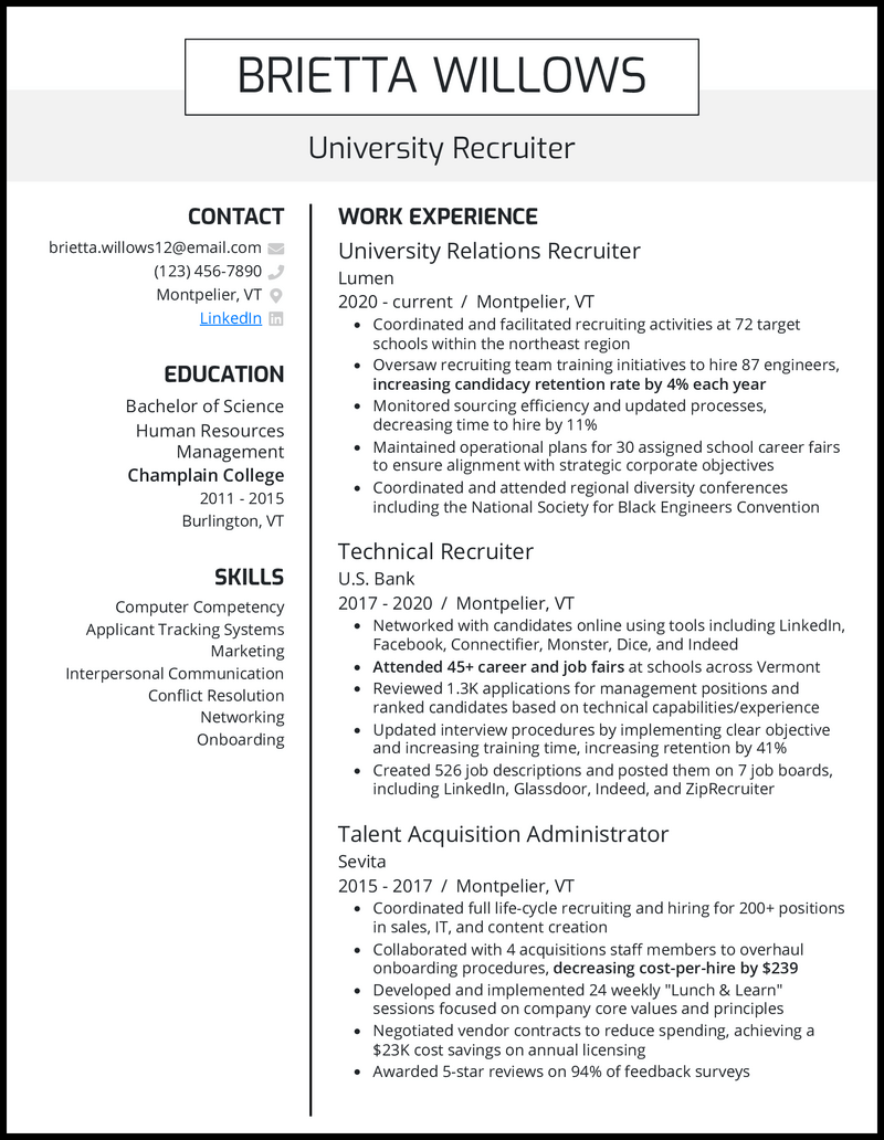 11 Top Recruiter Resume Examples That Worked in 2024
