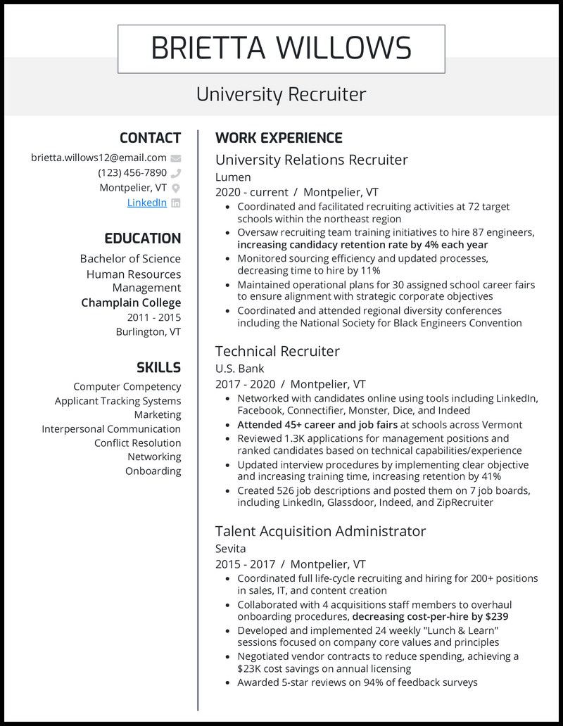 11 Top Recruiter Resume Examples That Worked in 2024