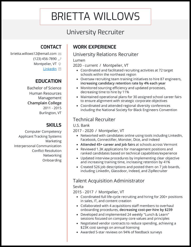 11 Top Recruiter Resume Examples That Worked in 2024