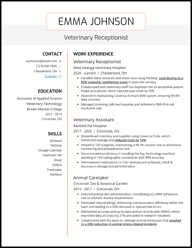 9 Receptionist Resume Examples [& Templates]