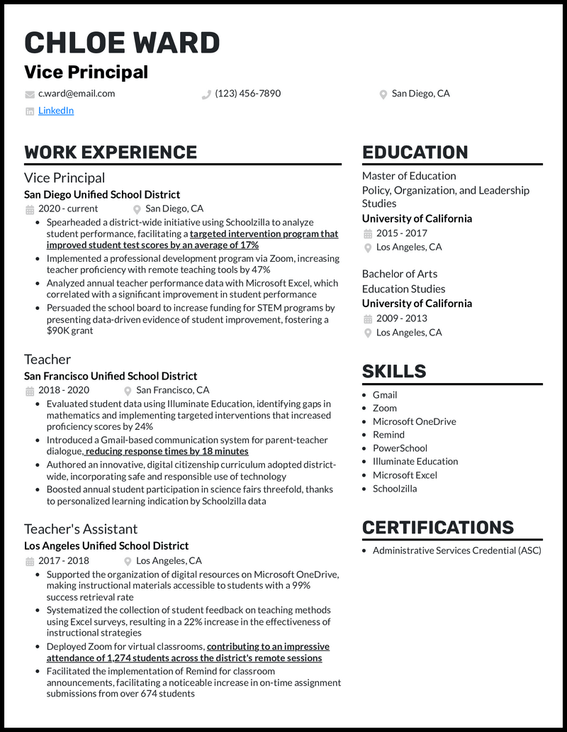 7 Principal Resume Examples to Land a Job in 2024