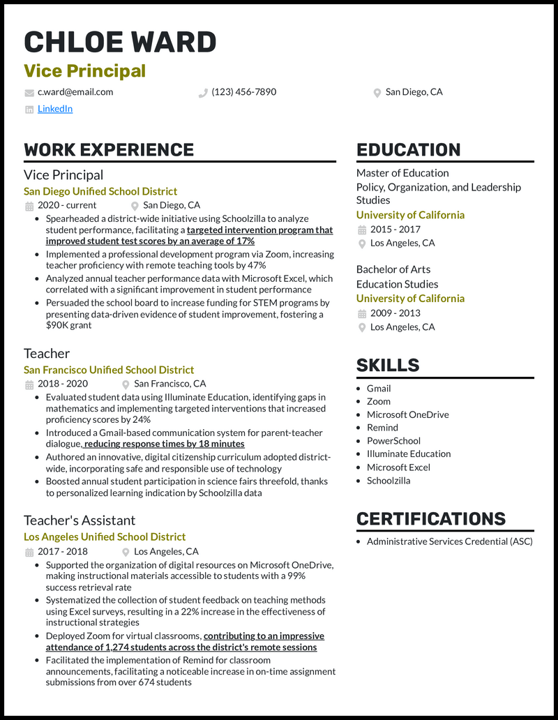 7 Principal Resume Examples to Land a Job in 2024