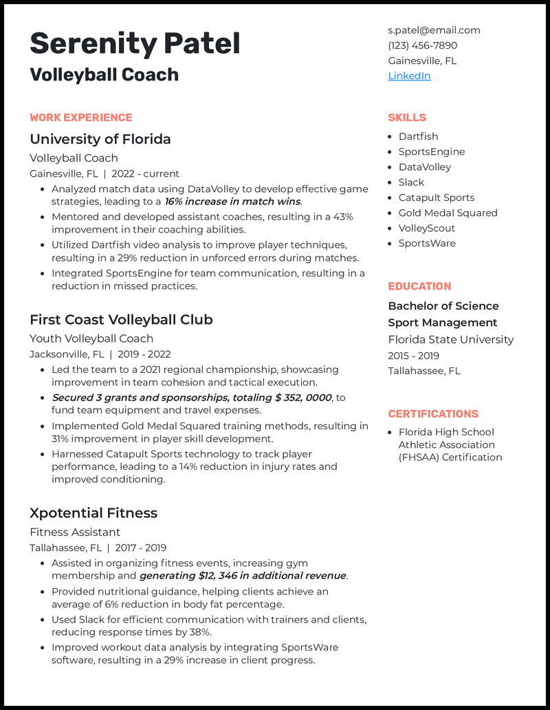 7 Coaching Resume Examples to Win the Job in 2025