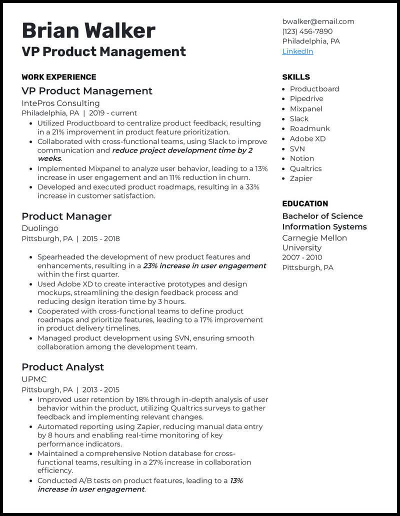 40 Product Manager Resume Examples That Worked in 2024