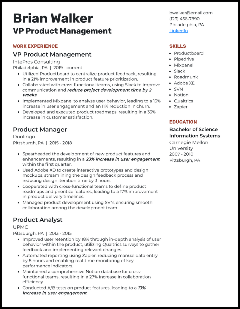 40 Product Manager Resume Examples That Worked in 2024