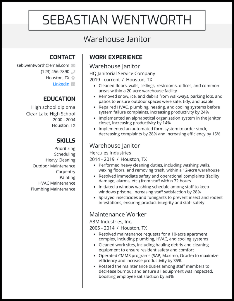 7 Janitor Resume Examples [& Templates]