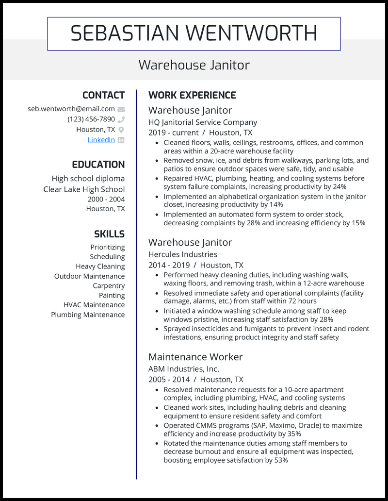 7 Janitor Resume Examples [& Templates]