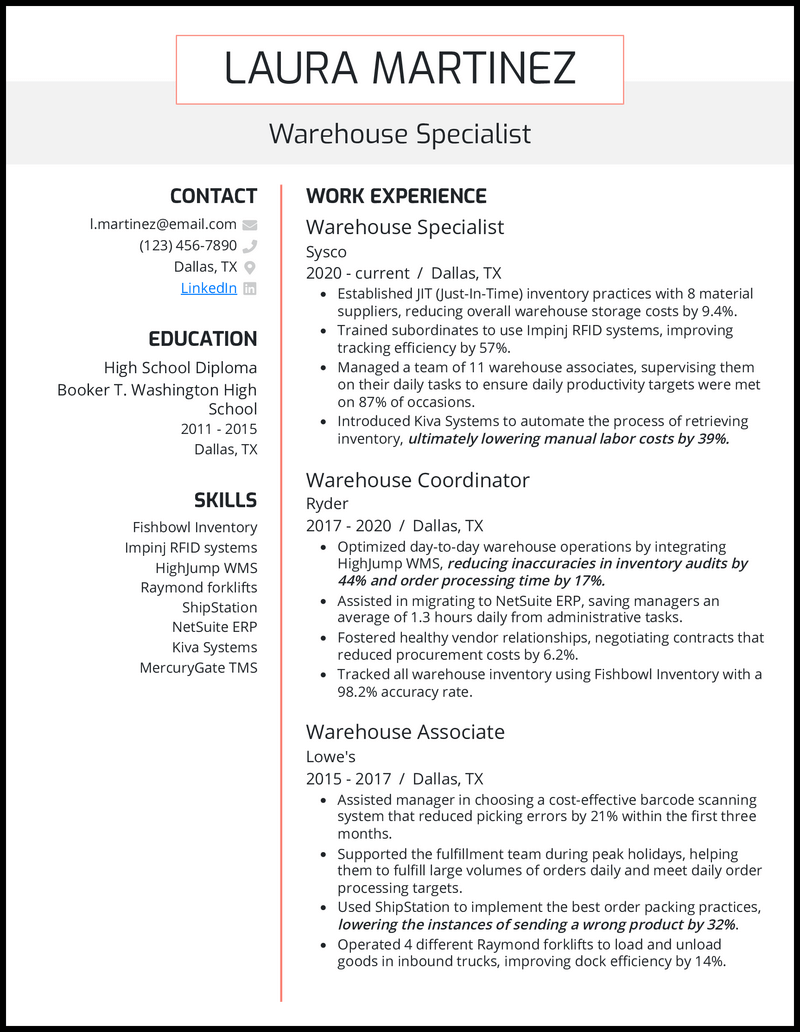 13 Warehouse Worker Resume Samples That Got Jobs In 2025