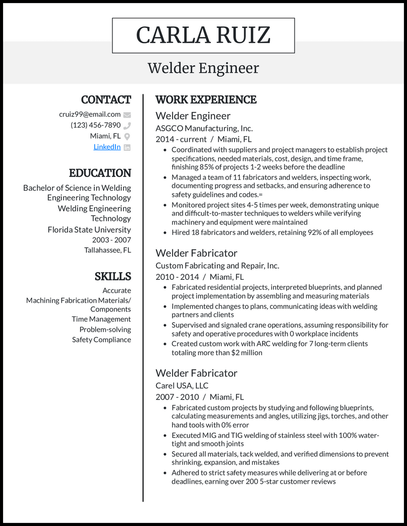 9 Welder Resume Examples Built for 2024