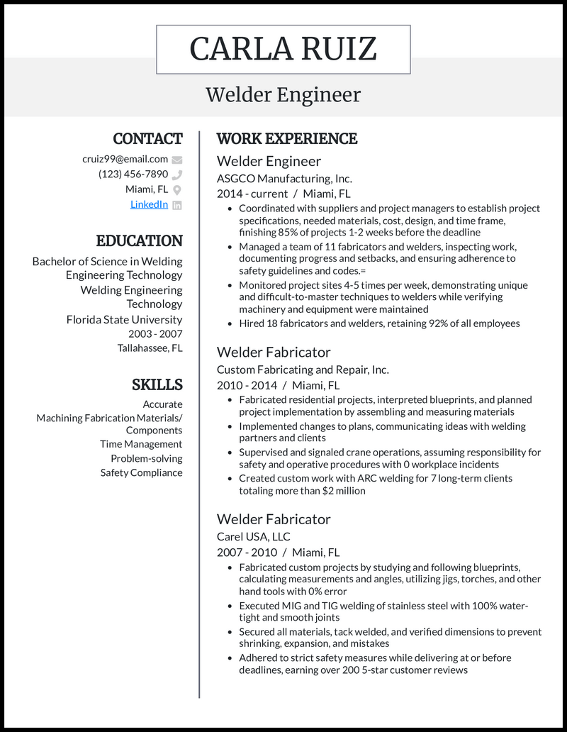 9 Welder Resume Examples Built for 2024