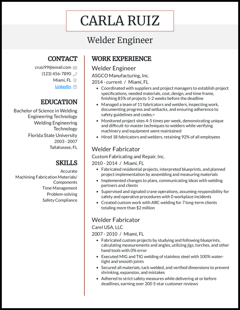 9 Welder Resume Examples Built for 2024