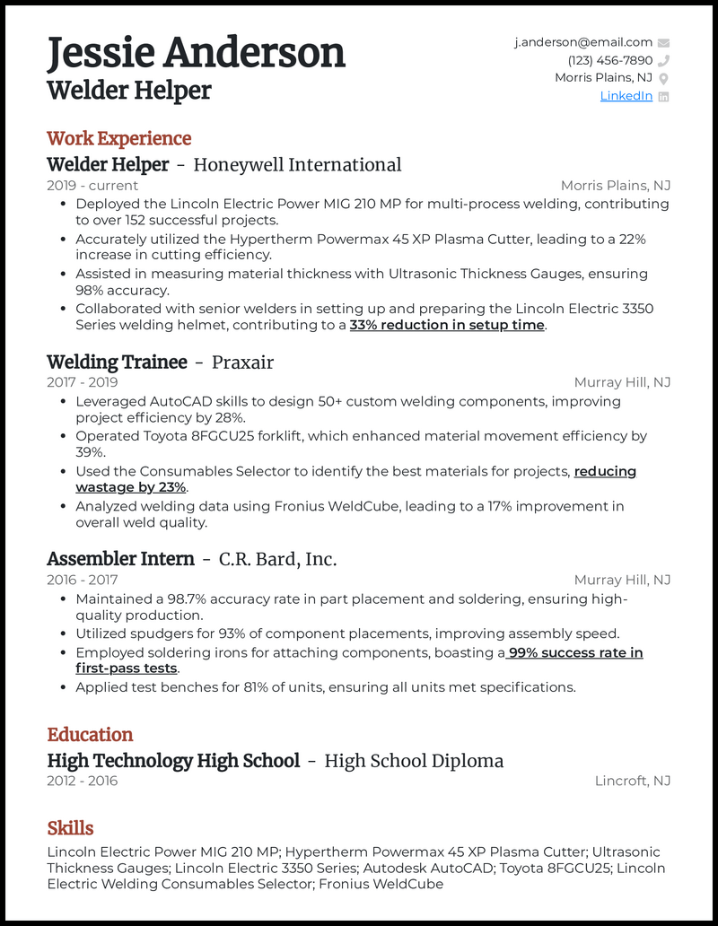9 Welder Resume Examples Built for 2024