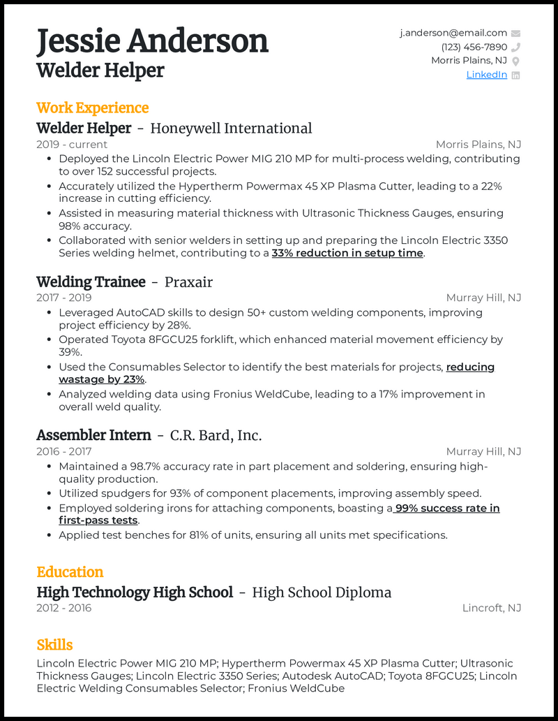 9 Welder Resume Examples Built for 2024
