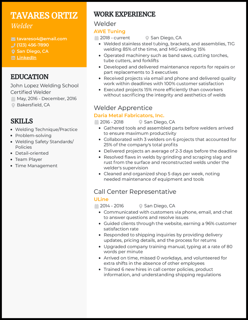 9 Welder Resume Examples Built for 2024