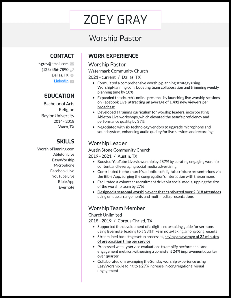 7 Pastor Resume Examples That Got the Job in 2024