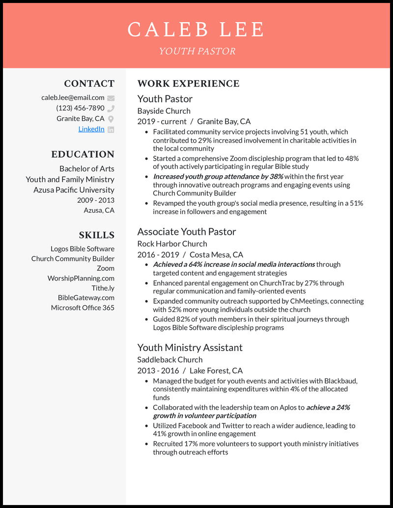 7 Pastor Resume Examples That Got the Job in 2024